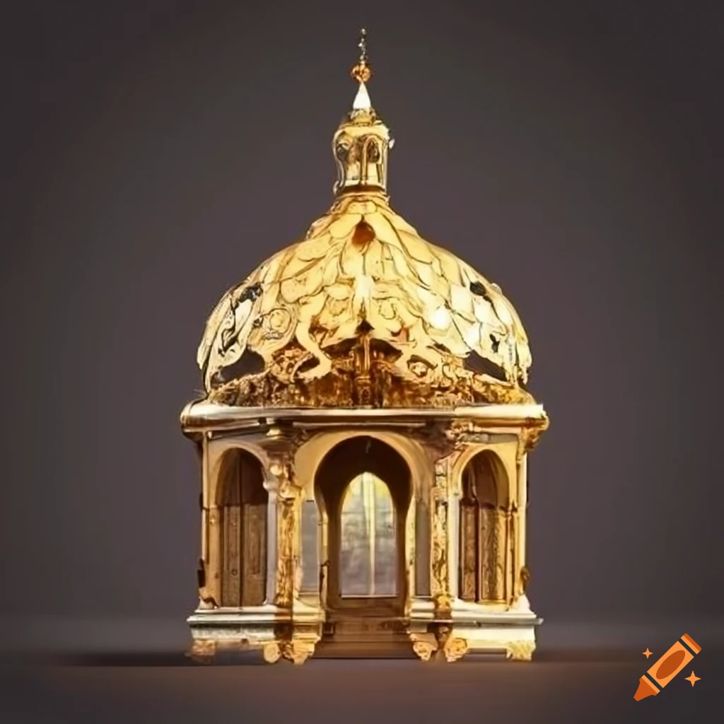 Islamic art gazebo with gold ornaments on Craiyon