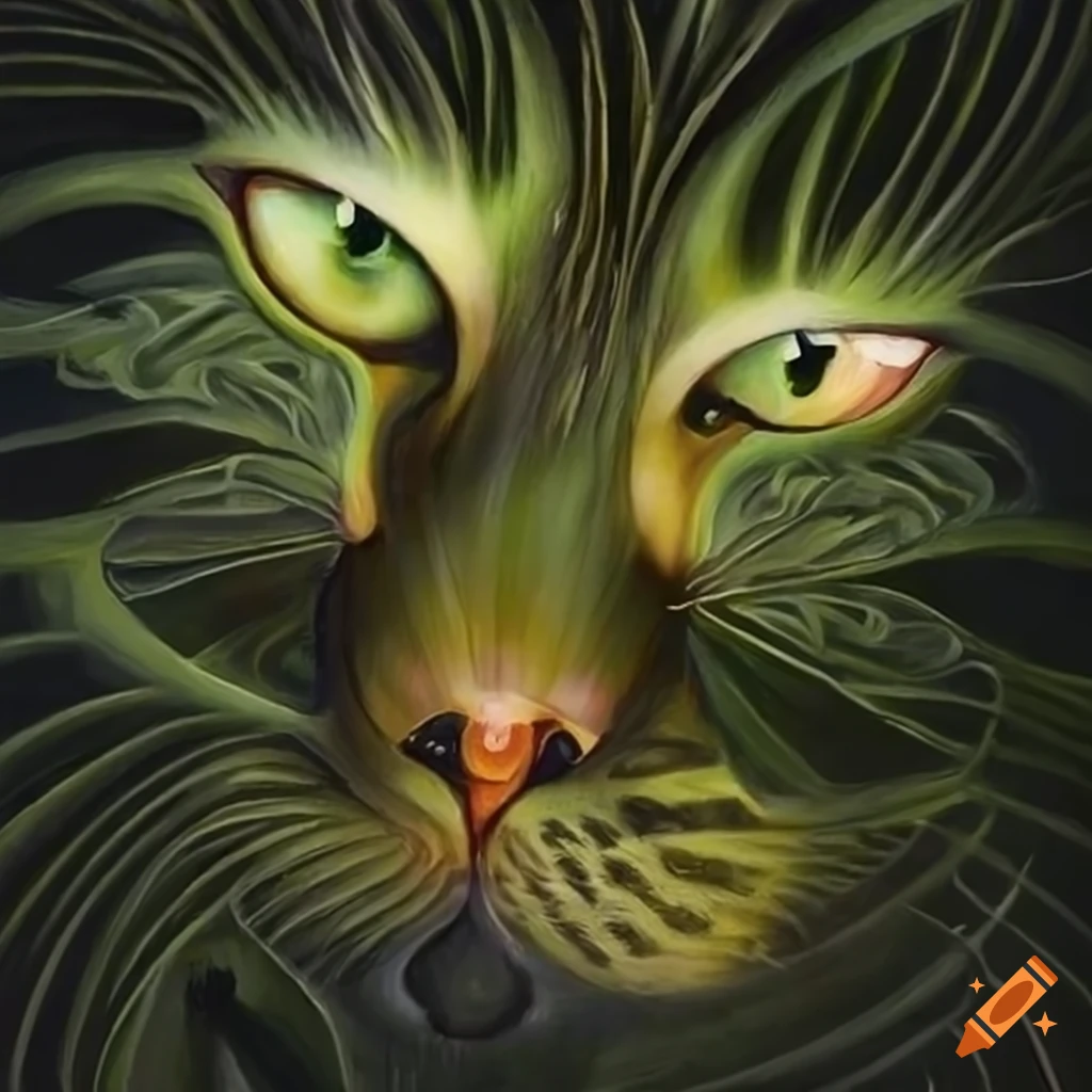 Surreal painting of a cat inspired by remedios varo on Craiyon