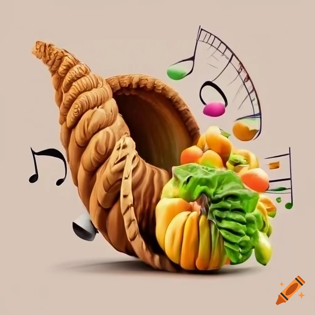 Cornucopia with music notes on Craiyon