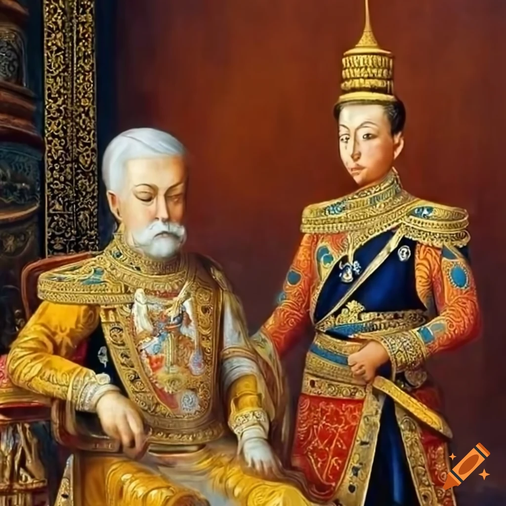 Painting of two kings forming a diplomatic alliance on Craiyon