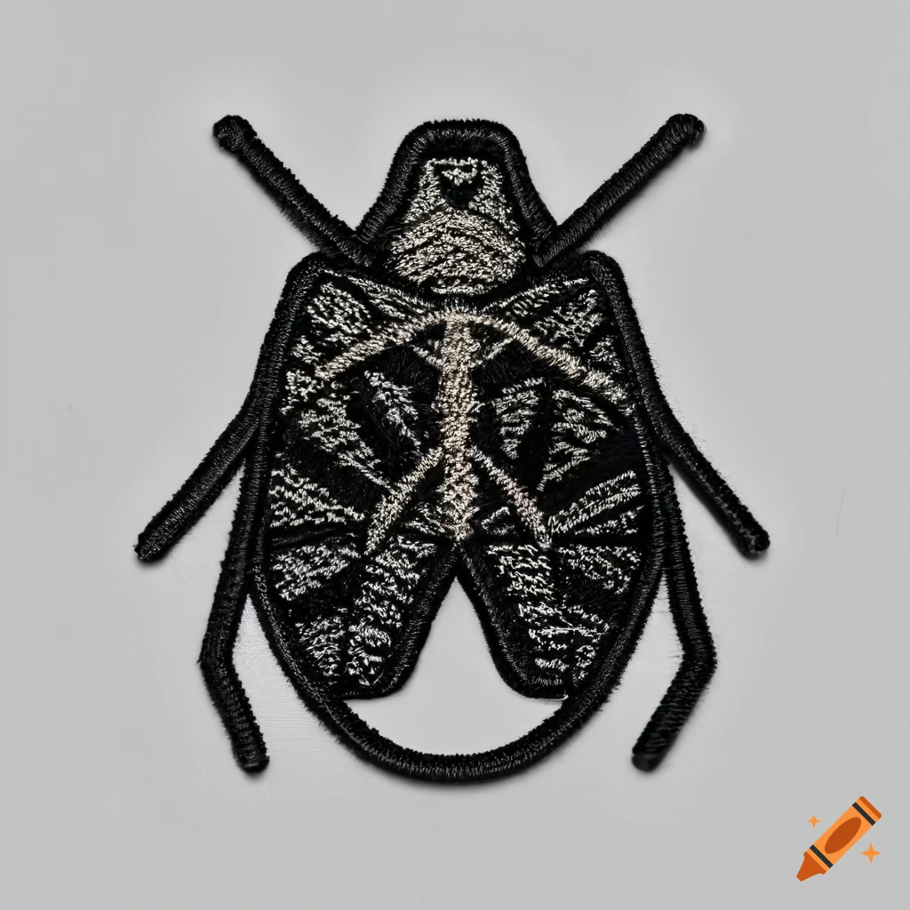 Noir graphic design patch with a bird