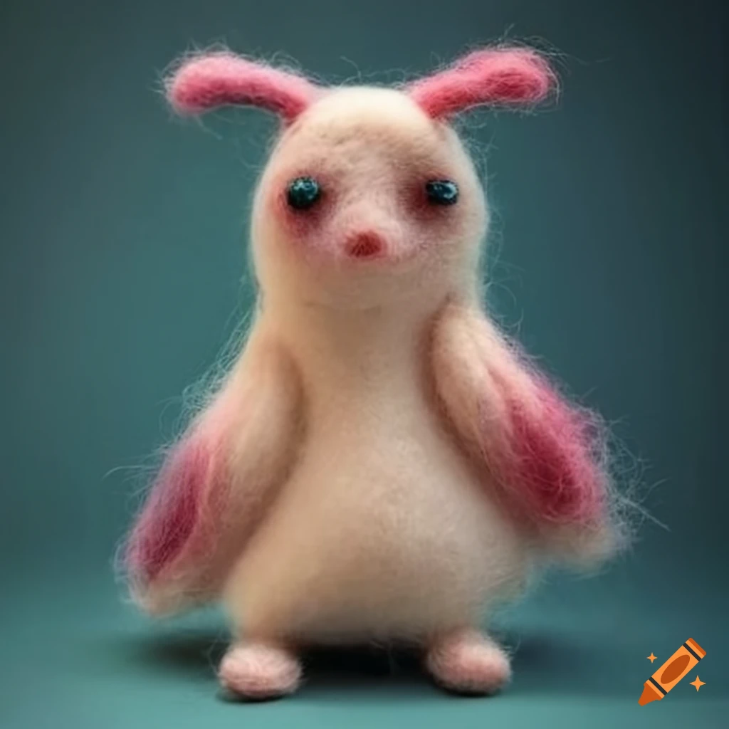 Fantasy creatures in special clothing made of felted wool on Craiyon