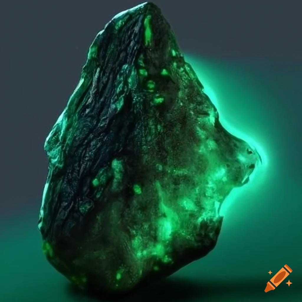 Rough black rock with glowing cyan ores on Craiyon
