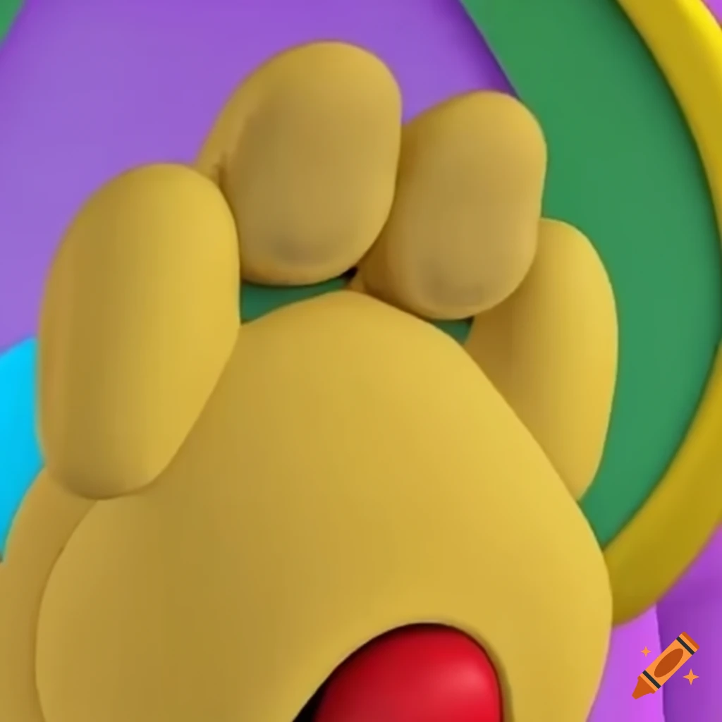 Close-up of Pluto's yellow feet on Craiyon