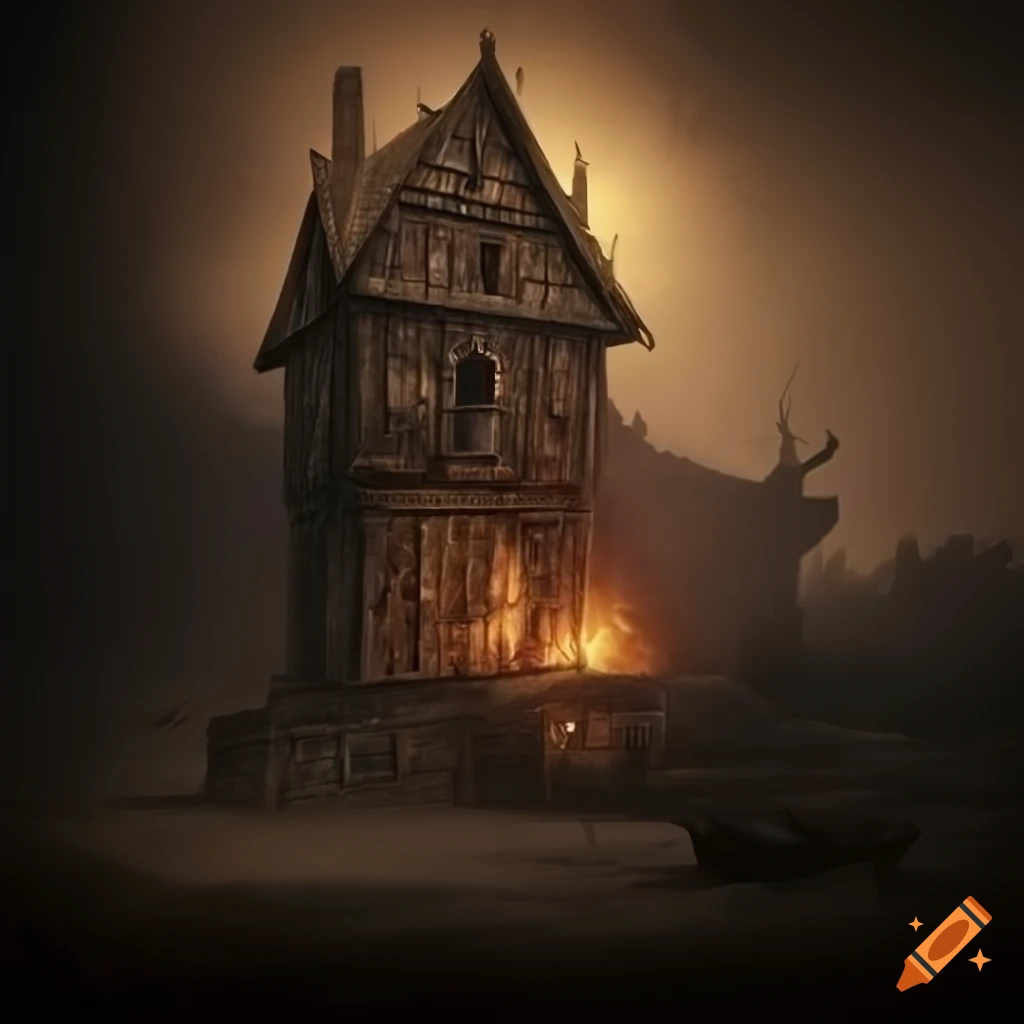 Realistic medieval building in a grimy atmosphere on Craiyon