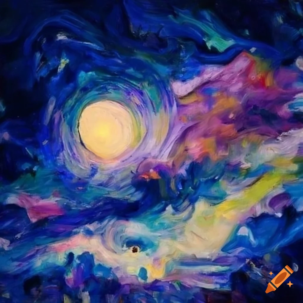 Abstract painting inspired by Van Gogh with sun, sky, and clouds on Craiyon