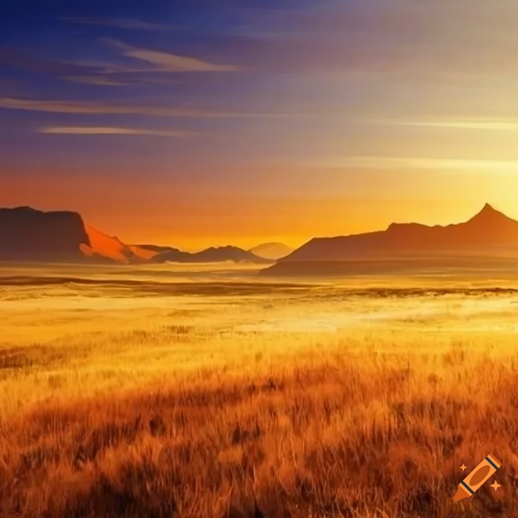 Sunrise painting over the steppe
