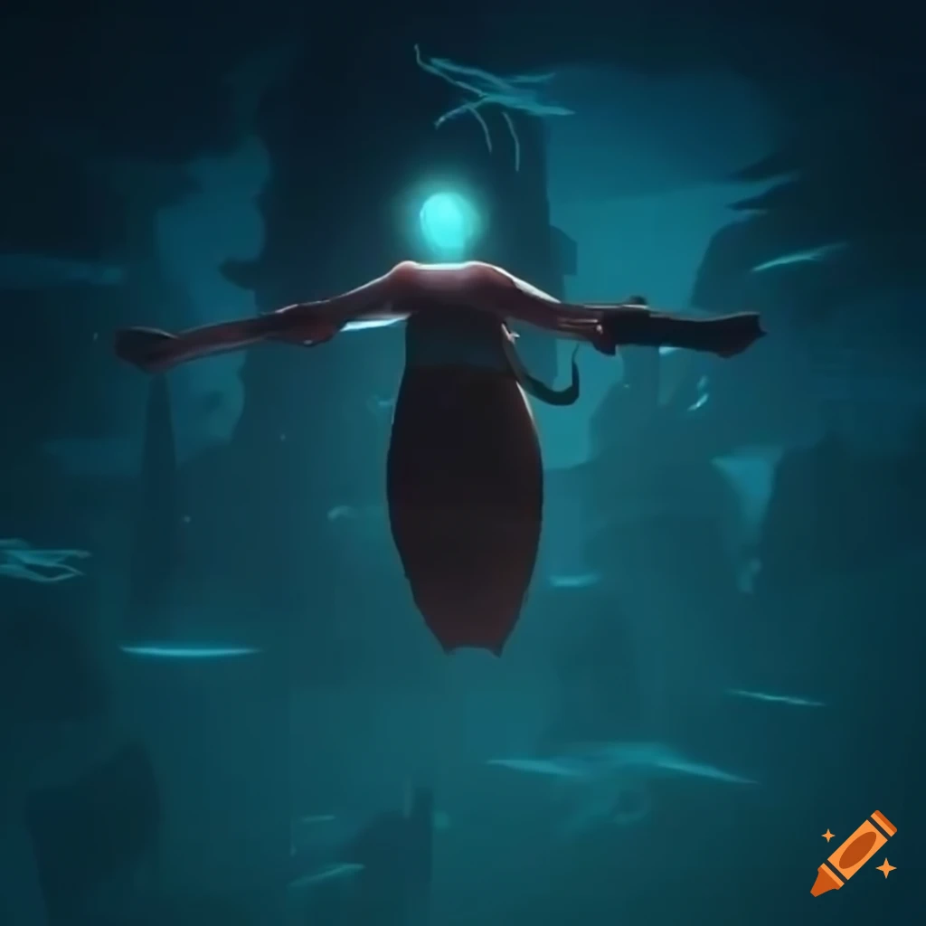 Falling video game character with outstretched limbs on Craiyon