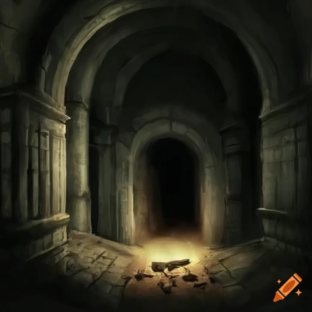 Interior of a witch's stone tower on Craiyon