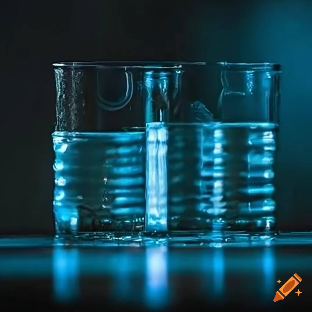 Cylindrical breakers filled with water in a school lab on Craiyon