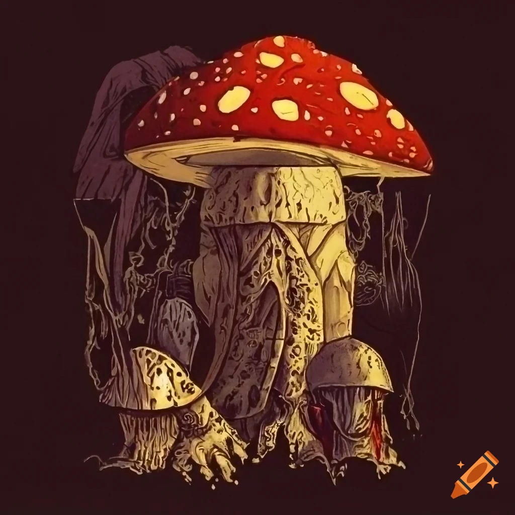 Rock covered with mushrooms in the style of pokemon on Craiyon