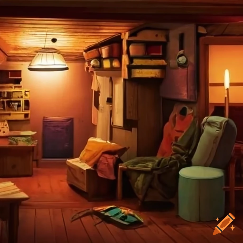 Interior of a cute mouse hole house with a small kitchen in gravity ...