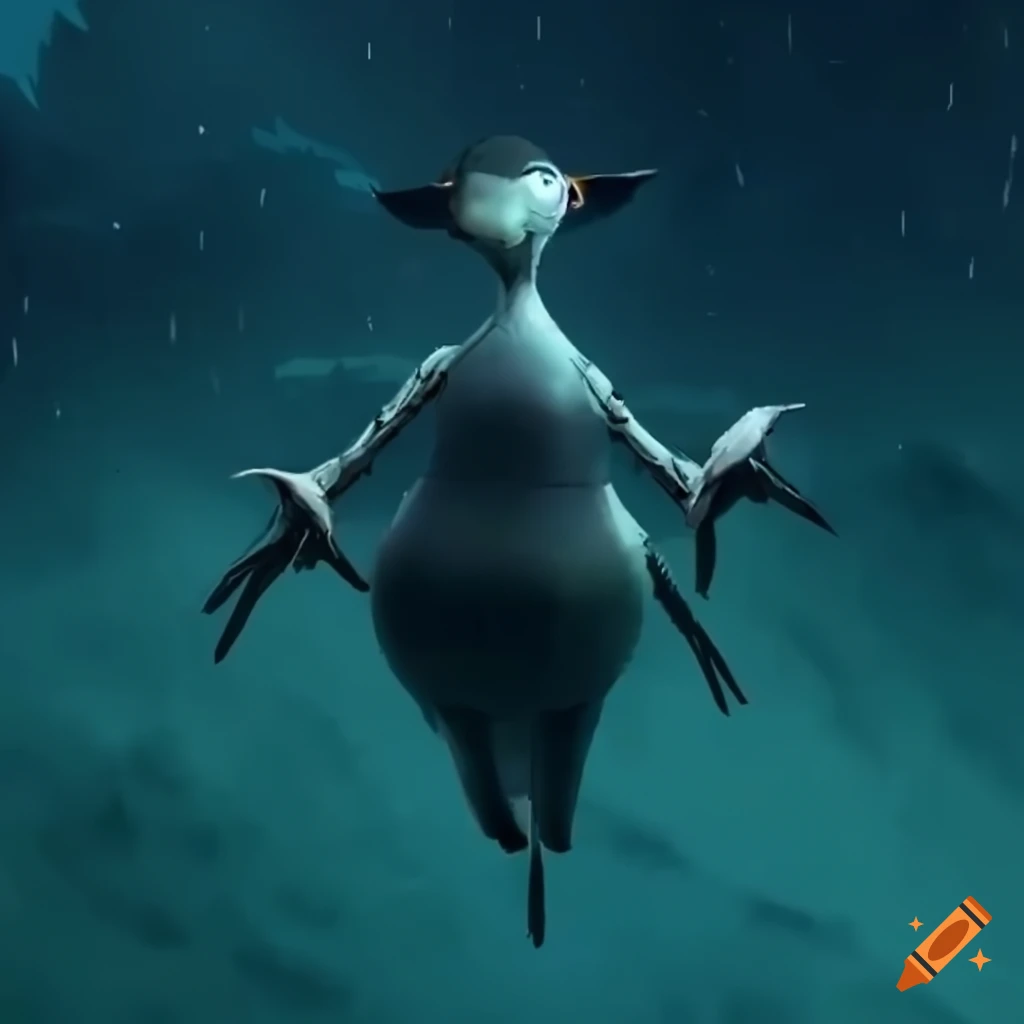 Falling video game character with outstretched limbs on Craiyon