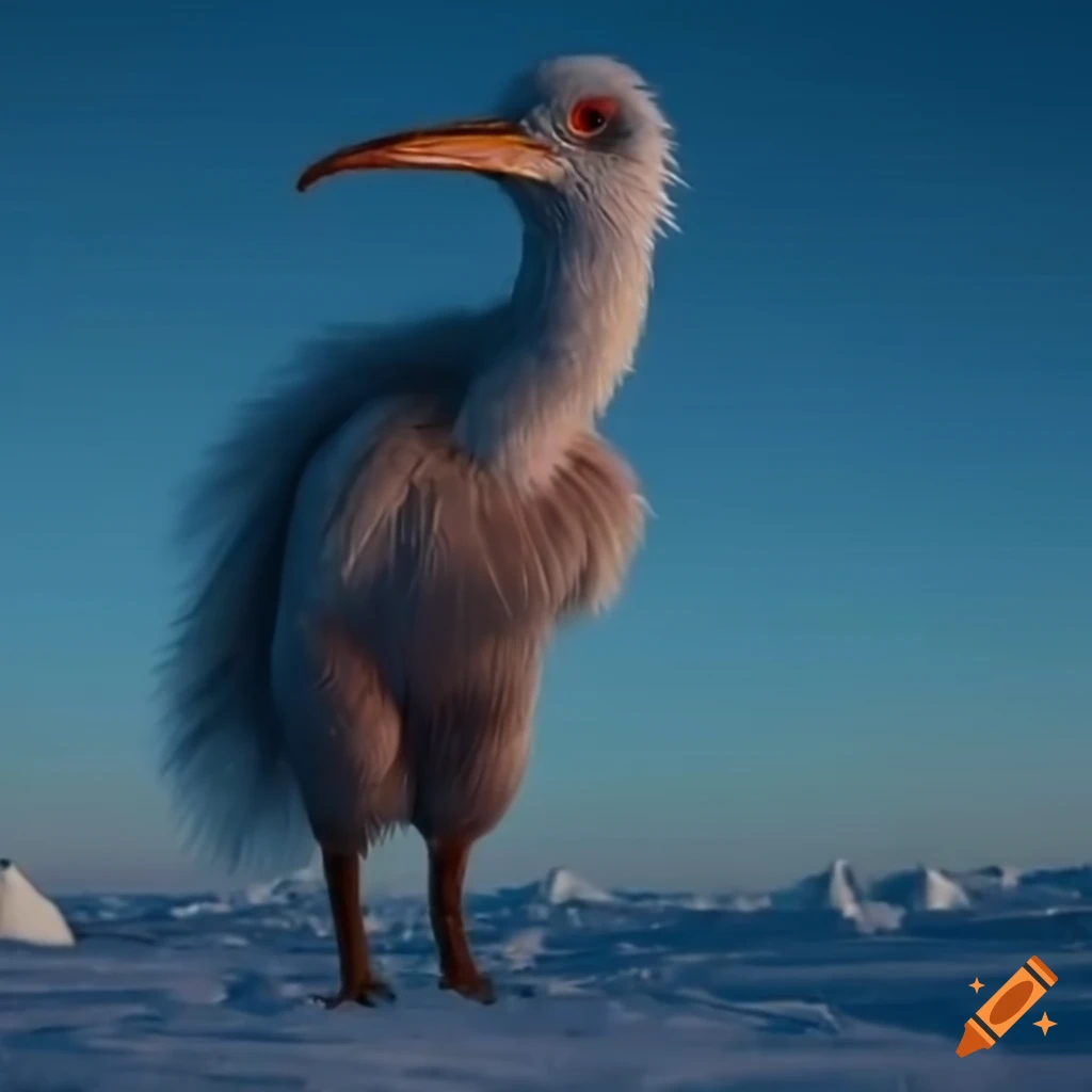 Image of a mysterious tall humanoid creature on a snowy plateau on Craiyon