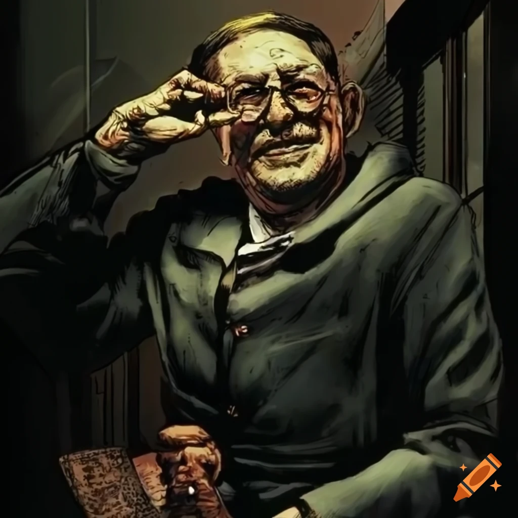 Graphic novel with noir theme and mirror surfacing on Craiyon