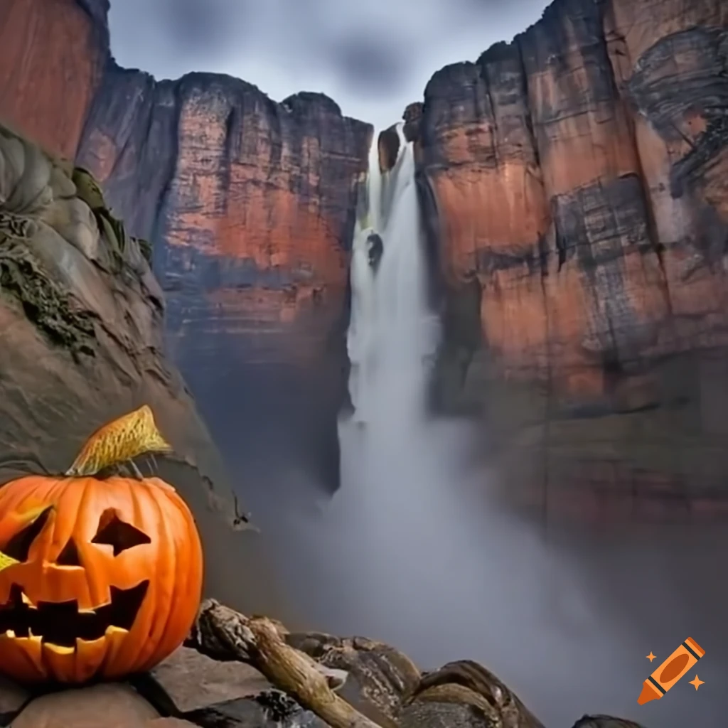 Halloween-themed angel falls