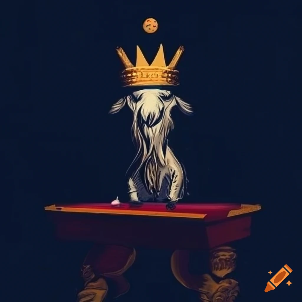 Goat logo with crown and billiard table on Craiyon