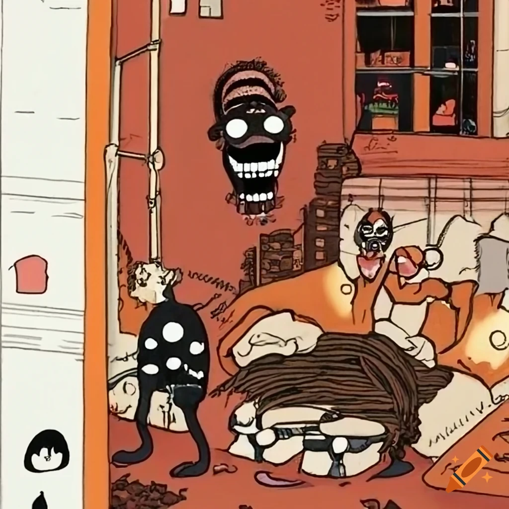 Hairy Monster Illustration In Chris Ware Style