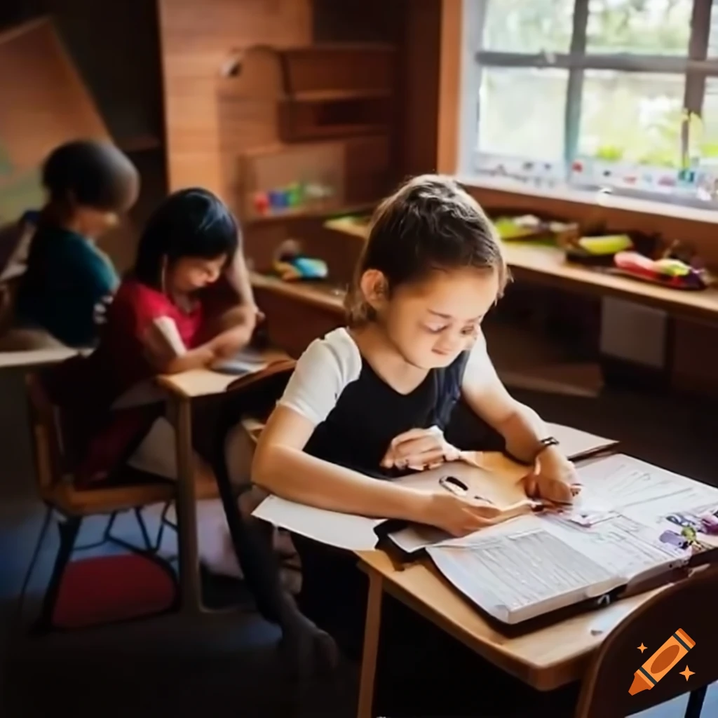 Group of students engaged in a fun classroom on Craiyon