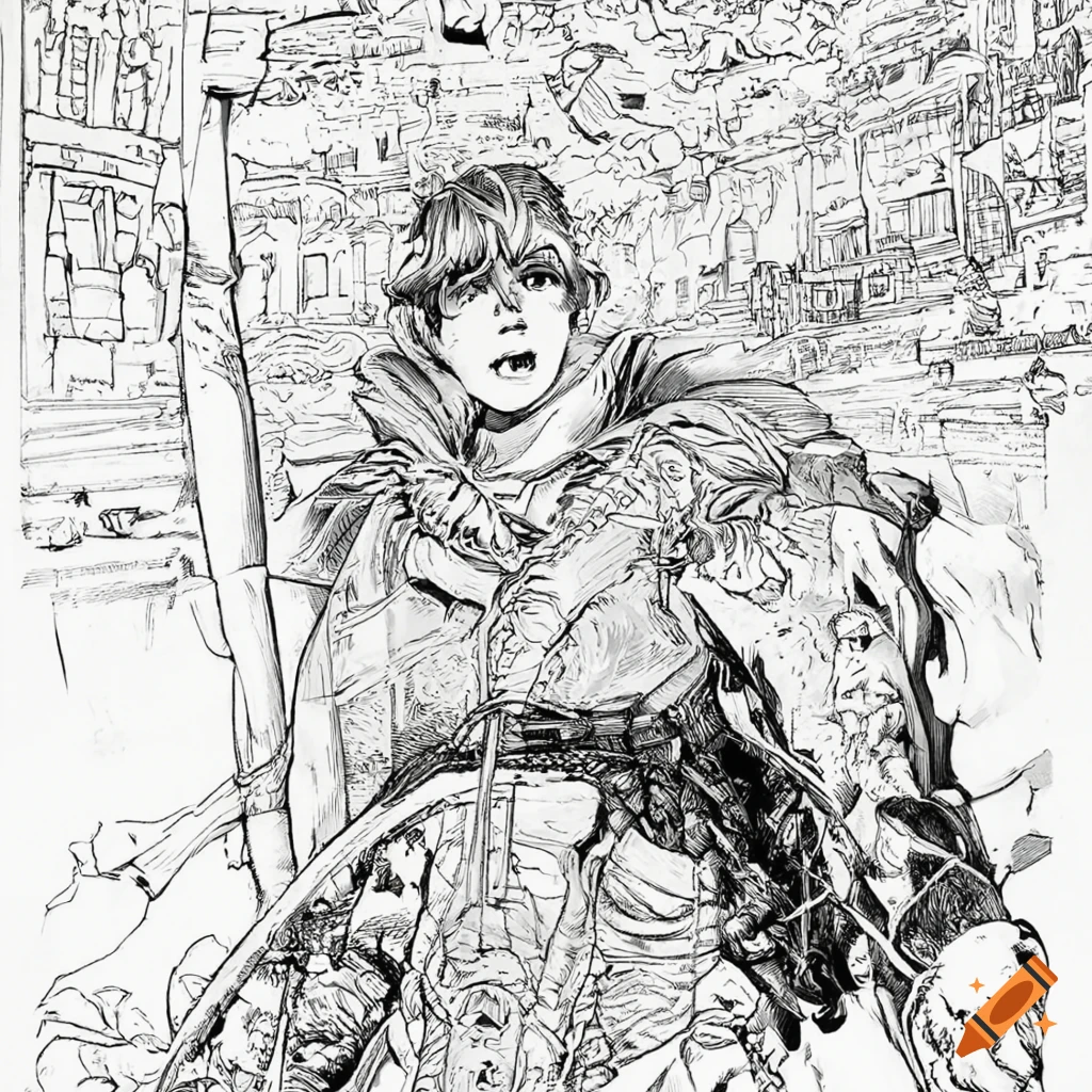 Black and white manga panel from an adventure comic