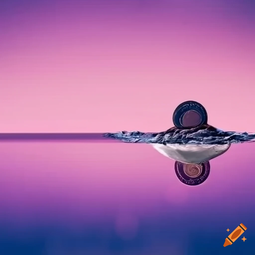 Coin flipping with river and pink sky