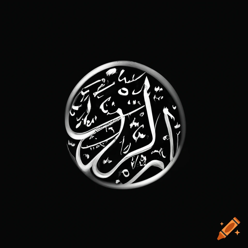 Black and white Arabic calligraphy of the word 'SHAMS' on Craiyon