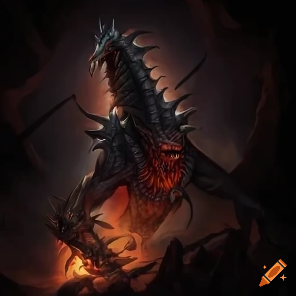 Artwork of a fearsome dungeon dragon on Craiyon