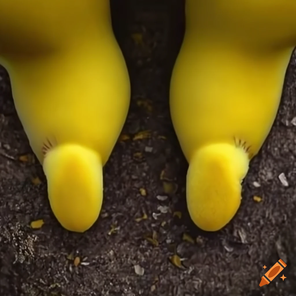 Close-up of pikachu's big yellow feet on Craiyon