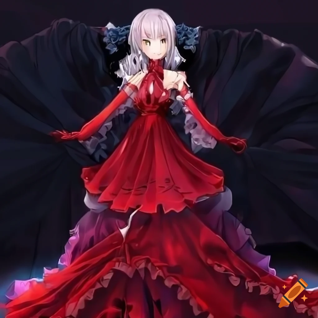 Detailed anime dress with ruffles and laces on Craiyon