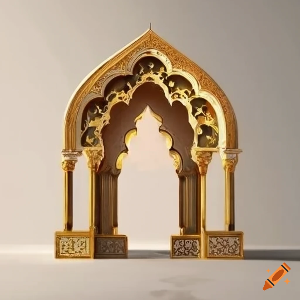 Marble entrance altar with islamic art and gold embellishments