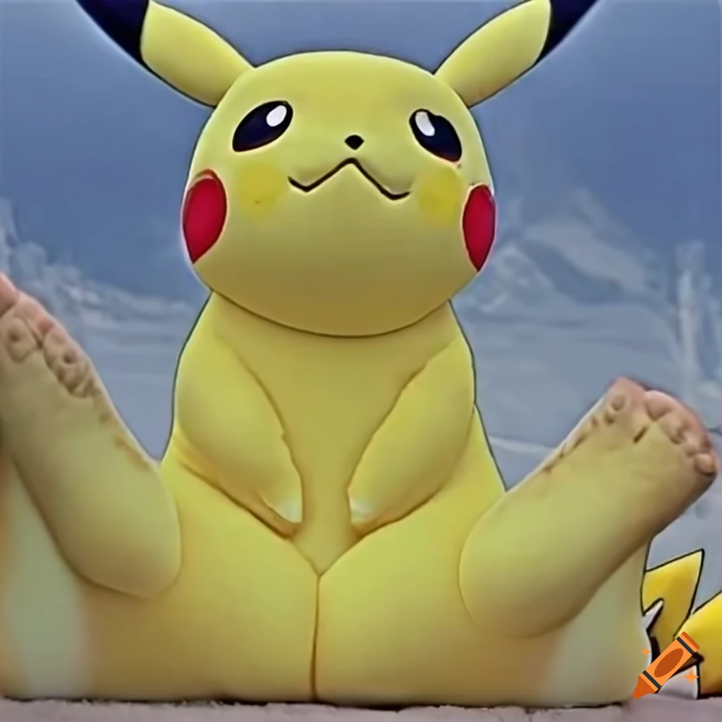 Close-up of pikachu's yellow feet