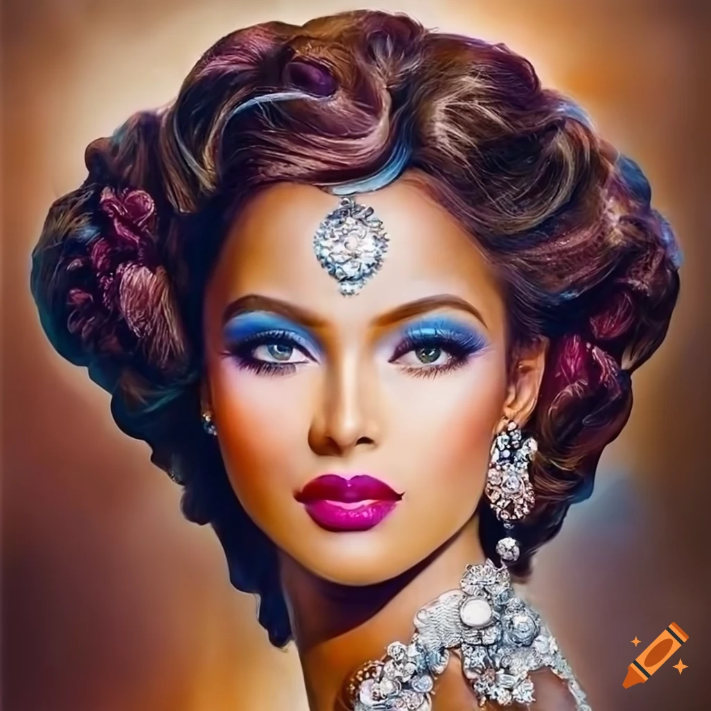 Portrait of Zuleika with intense gaze and extravagant fashion style on ...