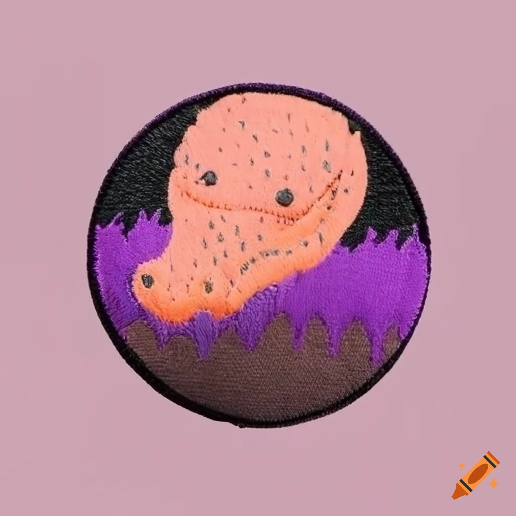 Graphic design patch of peach and purple colors