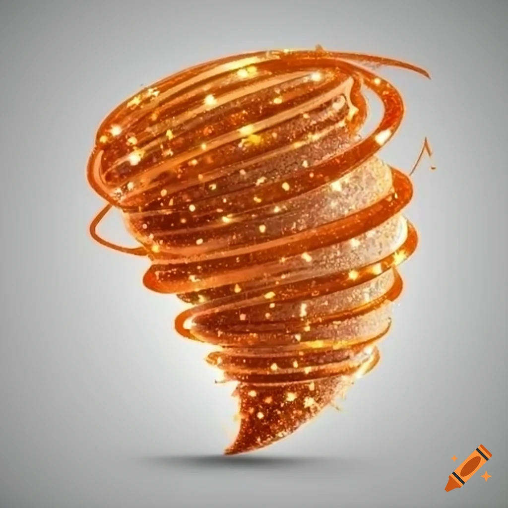 Cartoonish orange tornado on white background