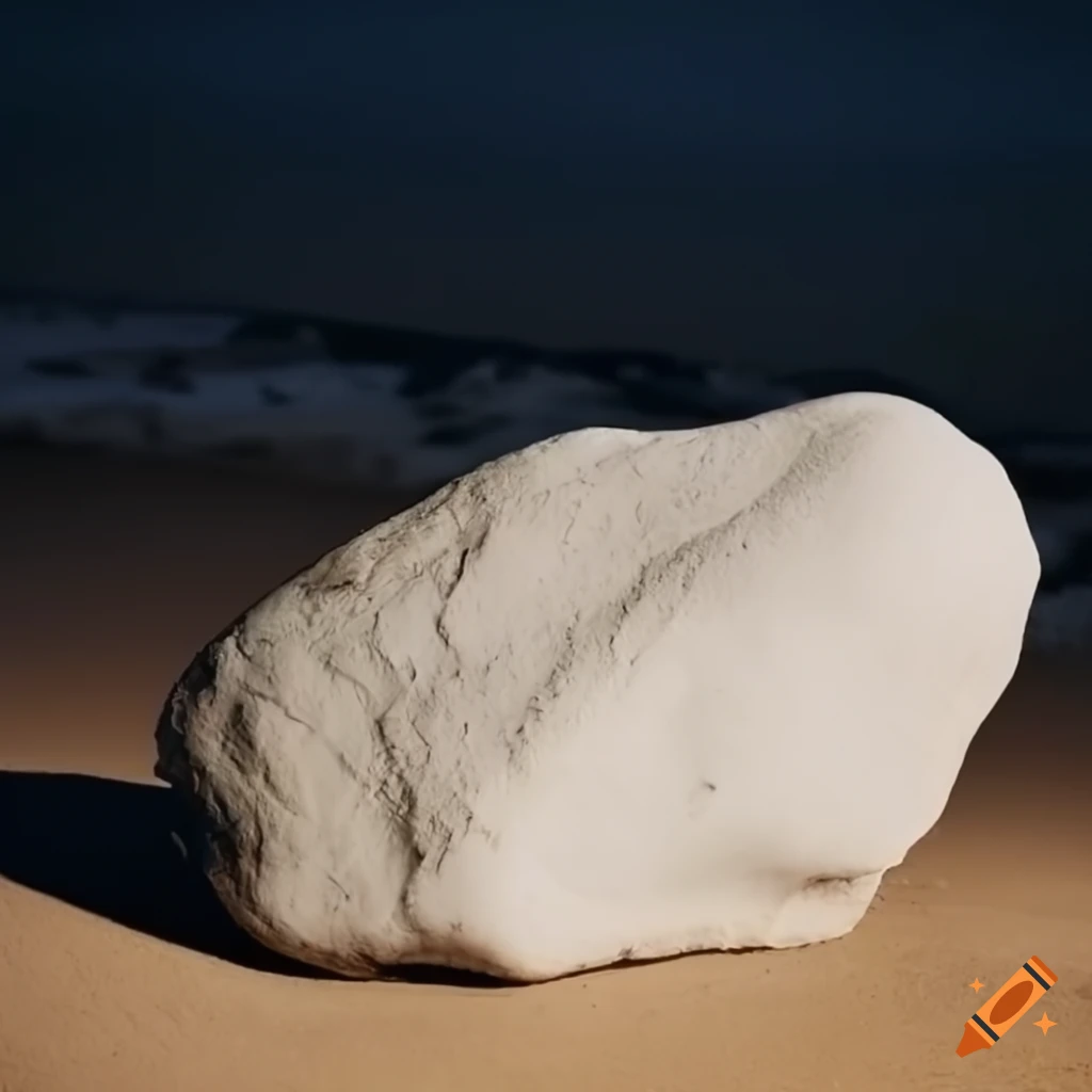 Ancient white rock in the sand on Craiyon