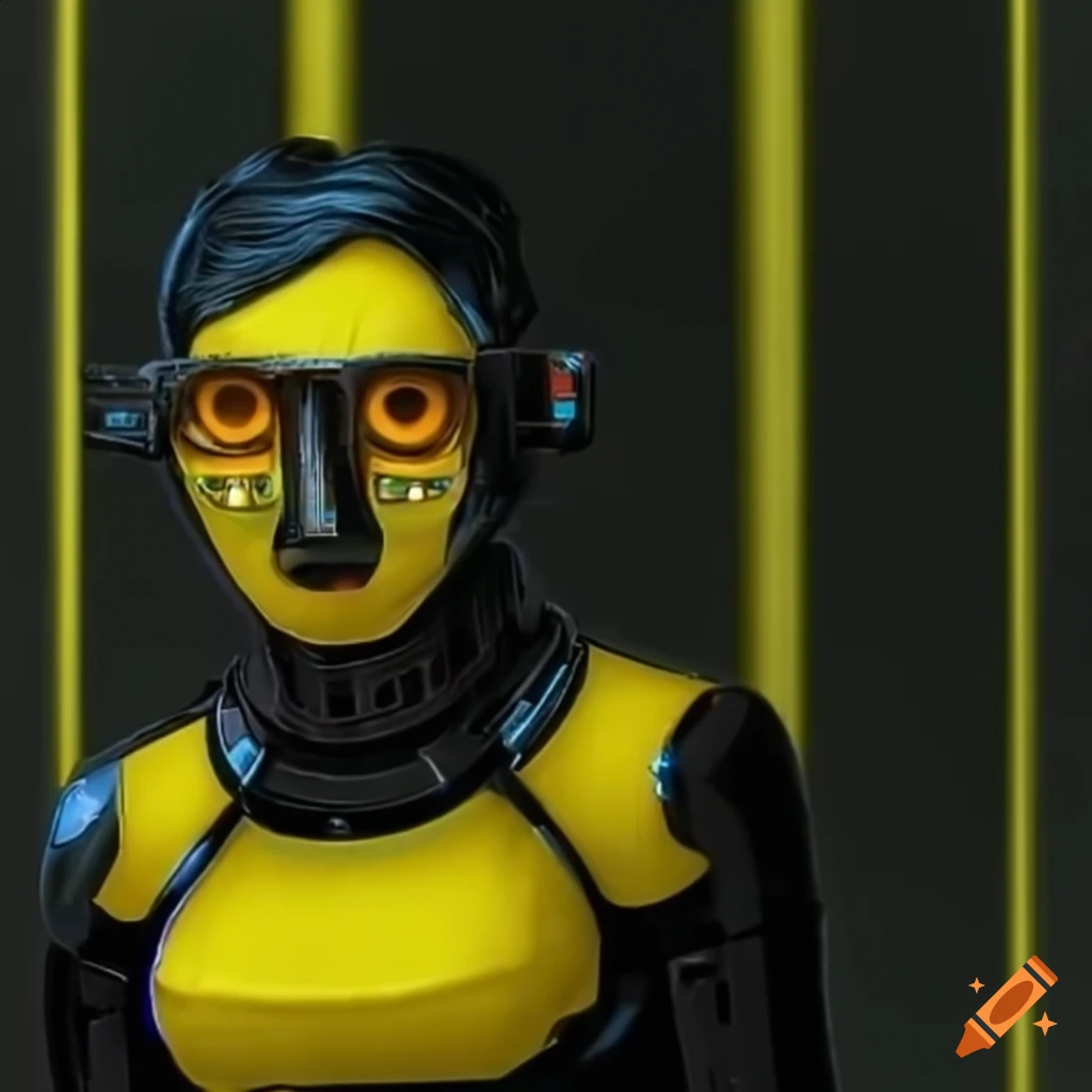 Yellow futuristic rogue ai on Craiyon