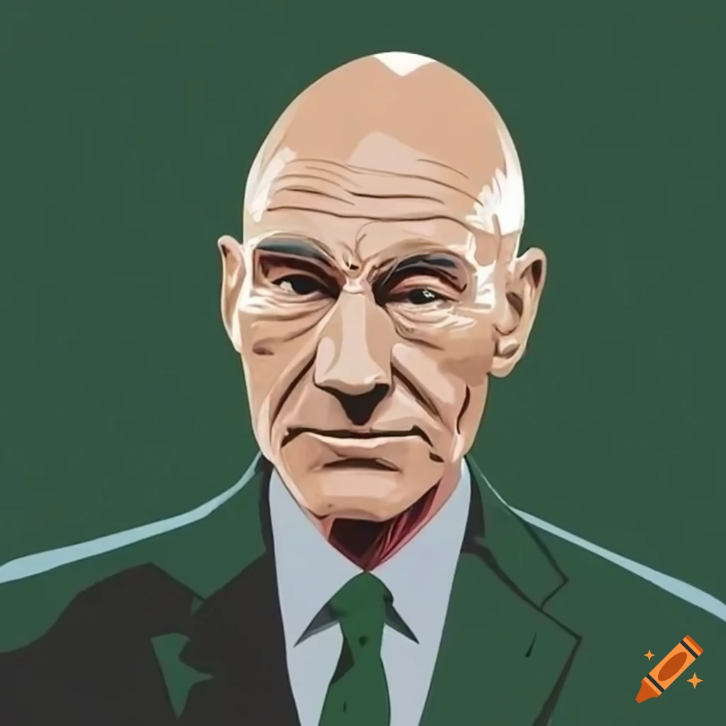 Portrait of patrick stewart in a bow tie on Craiyon