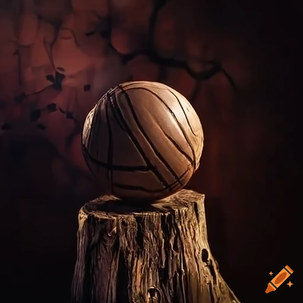 Image of a tree stump dunking a basketball on Craiyon