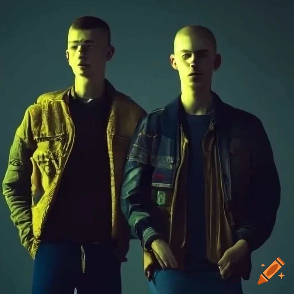 Two teenage boys in dimly lit room