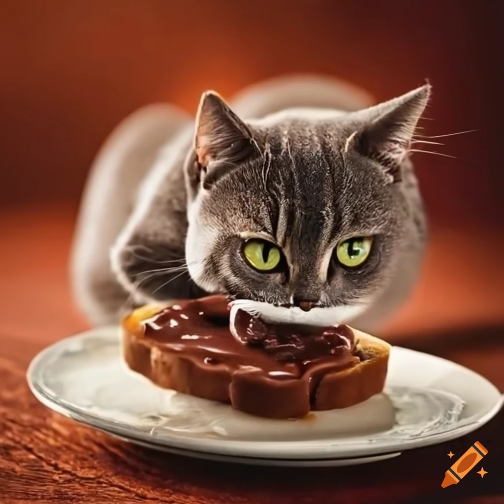Cats licking nutella spread on bread on Craiyon