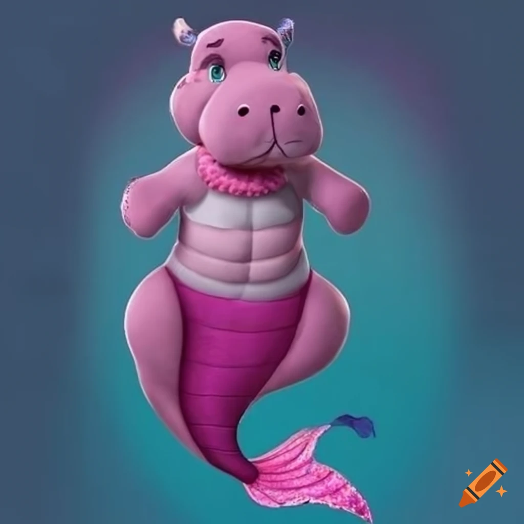 Mermaid furry hippo artwork on Craiyon