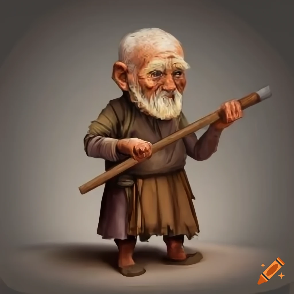 Elderly villager working in the field