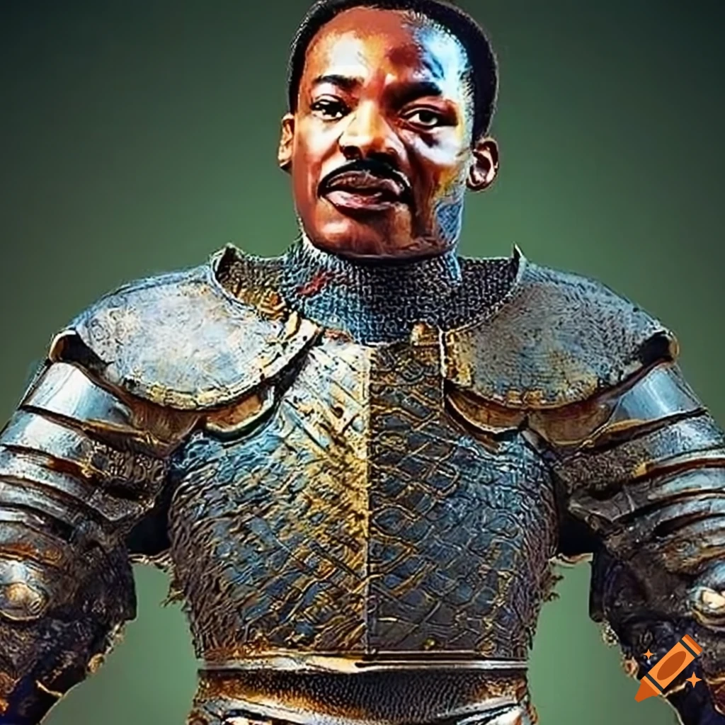 Martin luther king depicted in knight armor on Craiyon