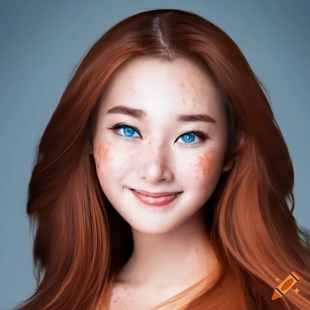 Portrait of a beautiful woman with freckles and chestnut hair