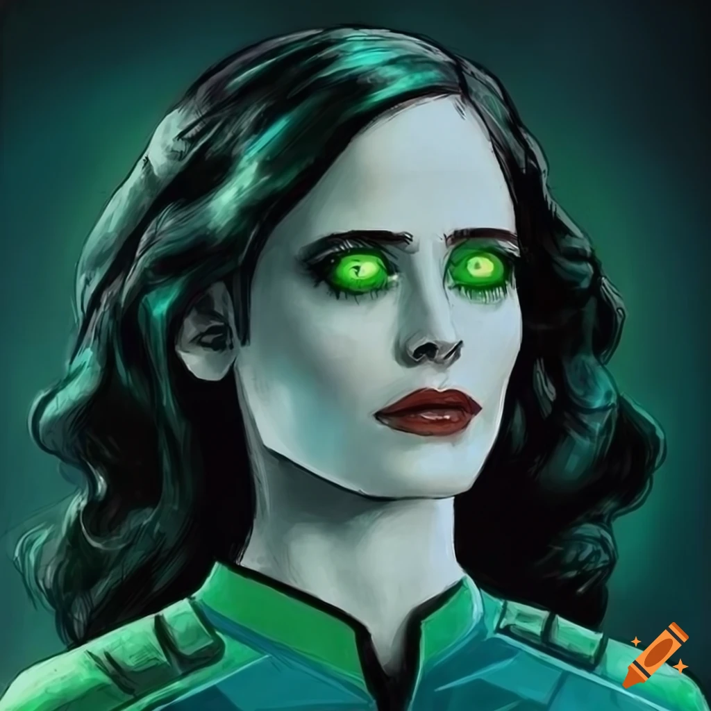 Pulp comic book style art of eva green as romulan praetor shinzon from ...