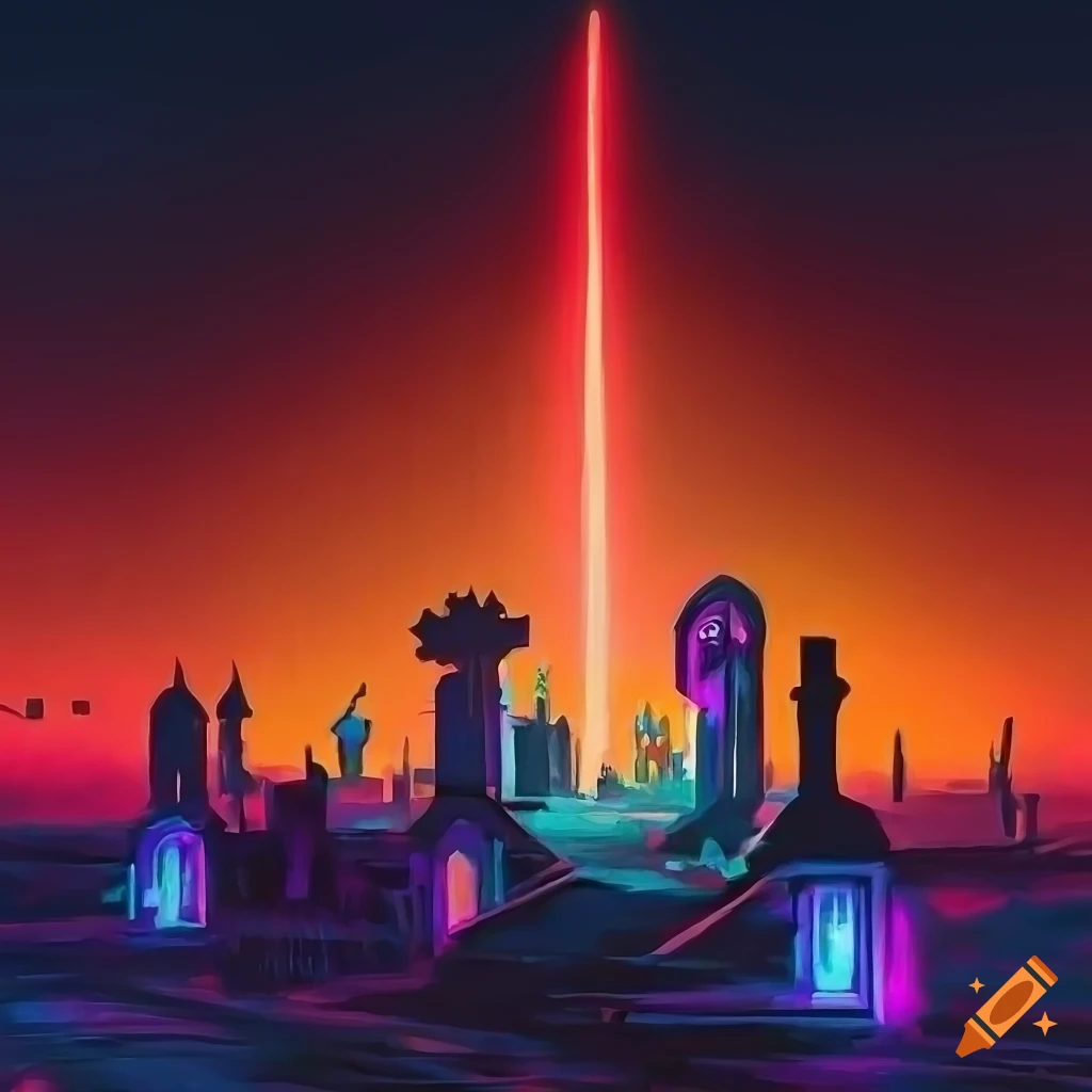 70s sci fi monument yellow art on Craiyon