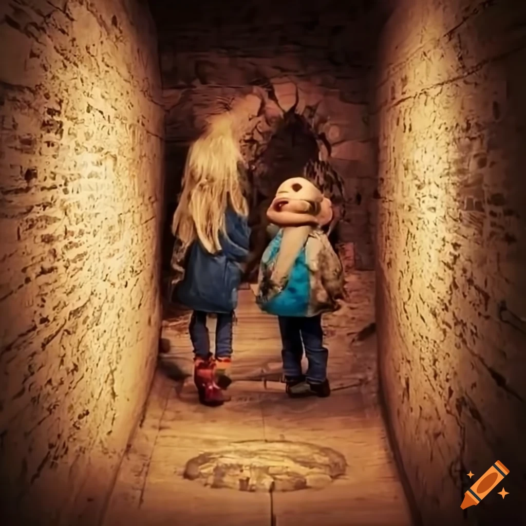 Children discovering a hidden basement on Craiyon