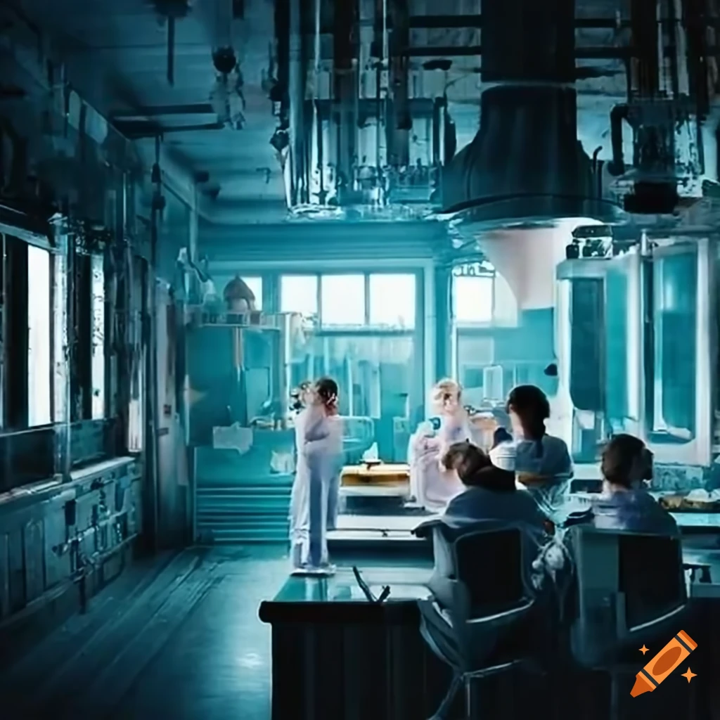 Students conducting science experiments in a classroom on Craiyon