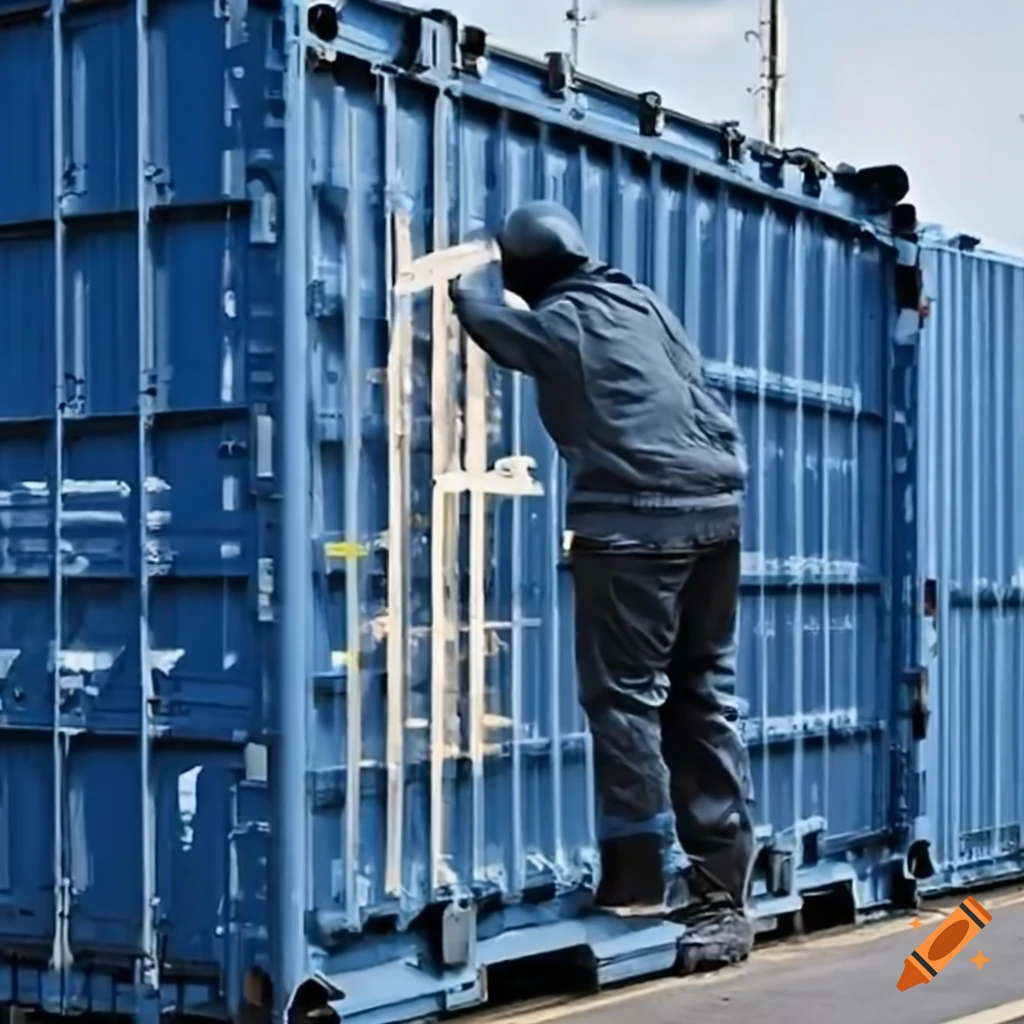 Shipping container being painted on Craiyon