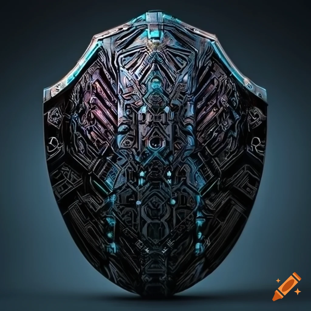 Futuristic digital shield pattern on Craiyon